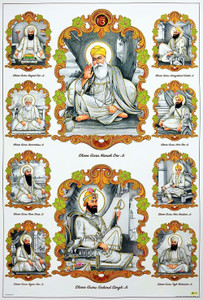 Sikh 10 Gurus Zari Art Work Fine Print Poster Without Frame Big (24 X ...
