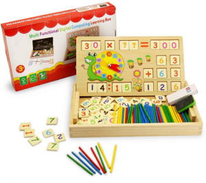 AZIN Wooden Multi-Functional Learning Box, Digital Counting, Clock and ...