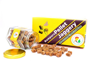 Rampura Organics Pellet Jaggery 400 Gms with Jar Block Jaggery Price in ...