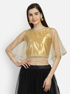 Studio rasa Party Half Sleeve Embroidered Women Gold Top - Buy Studio ...