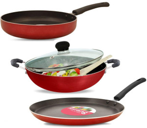 NAVRANG NONSTICK 4PCS COMBO SET TAWA275MM+KADAI 230MM+FRY PAN 230MM ...