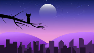 a cat watching moon |moon quotes Paper Print - Art & Paintings posters ...