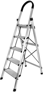 SkyWave Luxury Aluminium Premium Silver 5 Step Heavy Ladder Aluminium ...