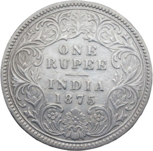 Coinbazzar 1 Rupee Silver Coin 1875 British India Queen Victoria ...