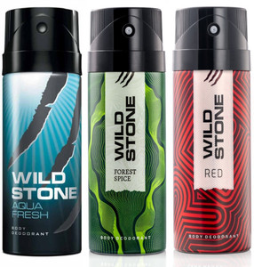Wild Stone Aqua Fresh, Red & Forest Spice Deo Combo Deodorant Spray ...