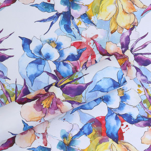 Paper Pep White Blue Floral Print 19"X29" Paper Series Wrapping Paper ...