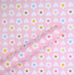Paper Pep Pink Heart & Flower Print 21"X30" Paper Series Wrapping Paper ...