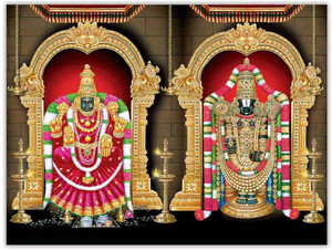 Tirupati Balaji and Padmavati Devi Sparkle Coated Self Adesive Poster ...