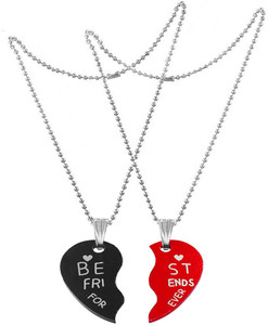 Men Style Best Friend Forever Couple Locket With Chain Stainless Steel ...