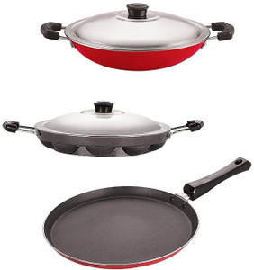 NIRLON Non-Stick Flat Tawa Appam and Appachatti Combo Kitchen Utensils ...