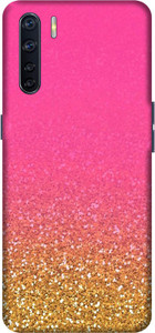PNBEE Back Cover for Oppo F15, CPH2001 - Pink & Golden Pattern Print ...