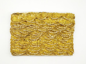 GOELX PBL/GOLDEN WITH PEARL/PANKHI Handmade Zari Pankh Border Lace ...