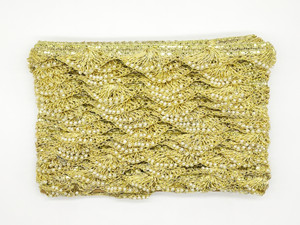 GOELX PBL/ANTIQUE GOLD WITH PEARL/PANKHI Handmade Zari Pankh Border ...