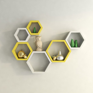 UNIQUE CRAFT HOUSE MDF Wall Mount Hexagon Floating Wall Shelf For Home ...