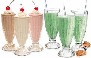 GiftGalaxy (Pack of 6) Ice Cream Glasses, Milk Shake Glass Set Water ...