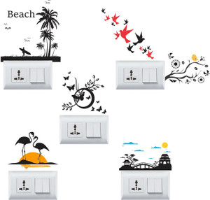DivineDesigns 13 cm Beack & Birds Switch Board Sticker ( A Set of ...