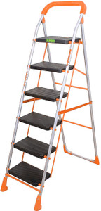 FLIPZON Deluxe Heavy Foldable 6 Steps Ladder with Wide Steps & Anti ...
