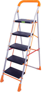 FLIPZON Deluxe Heavy Foldable 5 Steps Ladder with Wide Steps & Anti ...