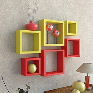Royals wood Decorative Nesting Square Shape Wall Racks Shelves MDF ...