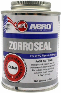 ABRO ZS20U-100 ZORROSEAL Solvent Cement for UPVC Pipes & Fittings Fast ...