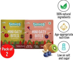 Timios Mini Oaty Bites (Chewy) Mix Flavour Apple&Kiwi and Nuts&Berries ...