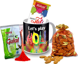 Midiron Holi Gift Hamper with Herbal Gulal, Chocolate Bar, California ...