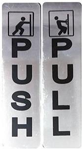 Jantrex Self Adhesive Stainless Steel Push & Pull Metal Door Signage ...