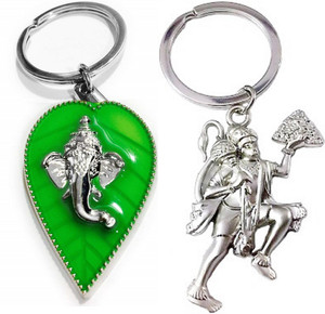 kd collections Combo of Ganesh Leaf Keychain & Hanuman Keychain Key ...