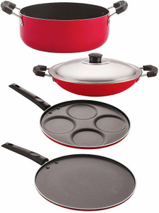 NIRLON Aliuminium Non Stick Cookware Set of 4 Non-Stick Coated Cookware ...