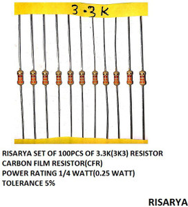 RISARYA 3.3K-OHM(3K3) RESISTOR,5%,CFR,100PCS,1/4 WATT Fixed Resistor ...