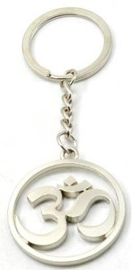 Daiyamondo Hindu Religious Symbol OM (Design-2) Silver Metal Keychain ...