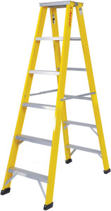 Alco 5-step Heavy Duty Foldable Yellow Aluminium Ladder (with anti skid ...