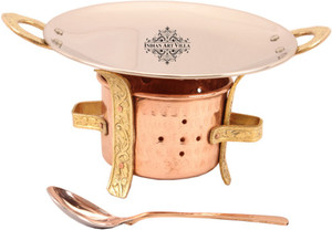 IndianArtVilla Set of 1 Copper Brass Sigri Angeethi & 1 Steel Copper ...