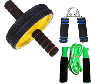 VATSMART ABDOMINAL EXERCISE AB WHEEL WITH SKIPPING ROPE AND FOAM HAND ...