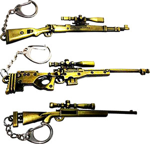 MASHKI PUBG THEME KEY CHAIN COMBO SET of 3 KAR98 M24 & AWM GOLD SNIPER ...