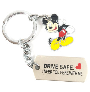 SHOKY LOOKS silver drive safe massage with mini mickey mouse Key Chain ...