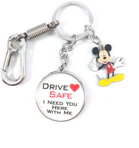 SHOKY LOOKS white silver drive safe with mini mickey mouse Key Chain ...