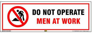 Mr. SAFE Do Not Operate Men at Work In PVC Sticker (12 Inch X 4 Inch ...
