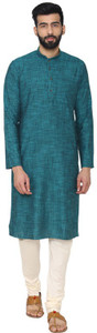 MANYAVAR Men Self Design Straight Kurta - Buy Teal Green MANYAVAR Men ...