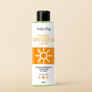 Indie Clay Sunscreen - SPF 30 Rich Moist Sunscreen Lotion - Price in ...