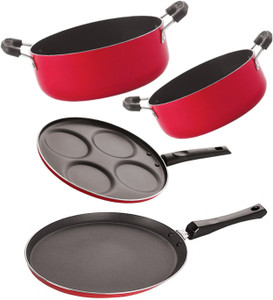 NIRLON Non-Stick Aluminium Cookware Gift Set of 4 Pieces Non-Stick ...