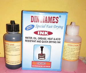 dinojames Fast Dryink Ink with Pad softener 100 ml- Black Stamp Pad Ink ...