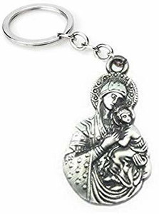 PA08Prise Christian Mother Mary with Jesus Silver Metal Keychain Key ...