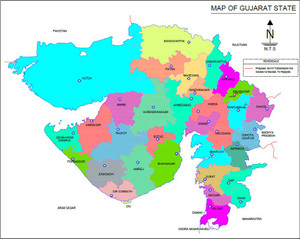 Gujarat State Map Fully Waterproof Vinyl Sticker Poster (24X36 inches ...