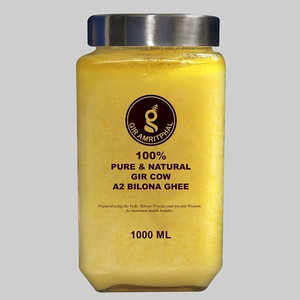 ARAVALI GIR DESI COW DAIRY & MILK PRODUCTS Bilona Ghee 1000 ml Glass ...