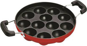 KRISONS Non stick 12 cavity Litti Maker Grill Pan 23 cm diameter with ...