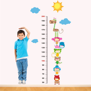 WALL STICKS 90 cm Cute Animals Height Measurement Chart sky Kids Baby ...
