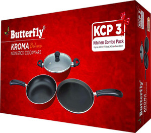 Butterfly Kroma KCP-3 Deluxe Induction Bottom Non-Stick Coated Cookware ...