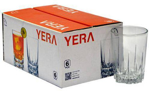 Yera (Pack of 6) Classic Glass Set - Cut Glass Design - 255 ML Glass ...