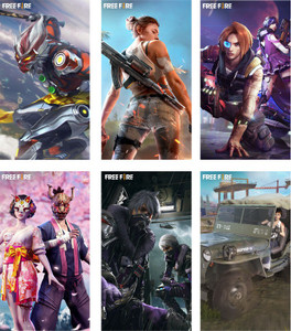 combo of 6 free fire poster for room gamers room poster(no need of tape ...
